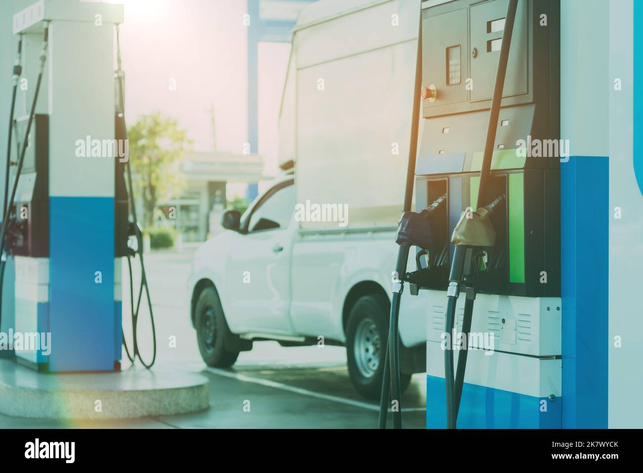 Gas station or filling station on the highway Stock Photo - Alamy