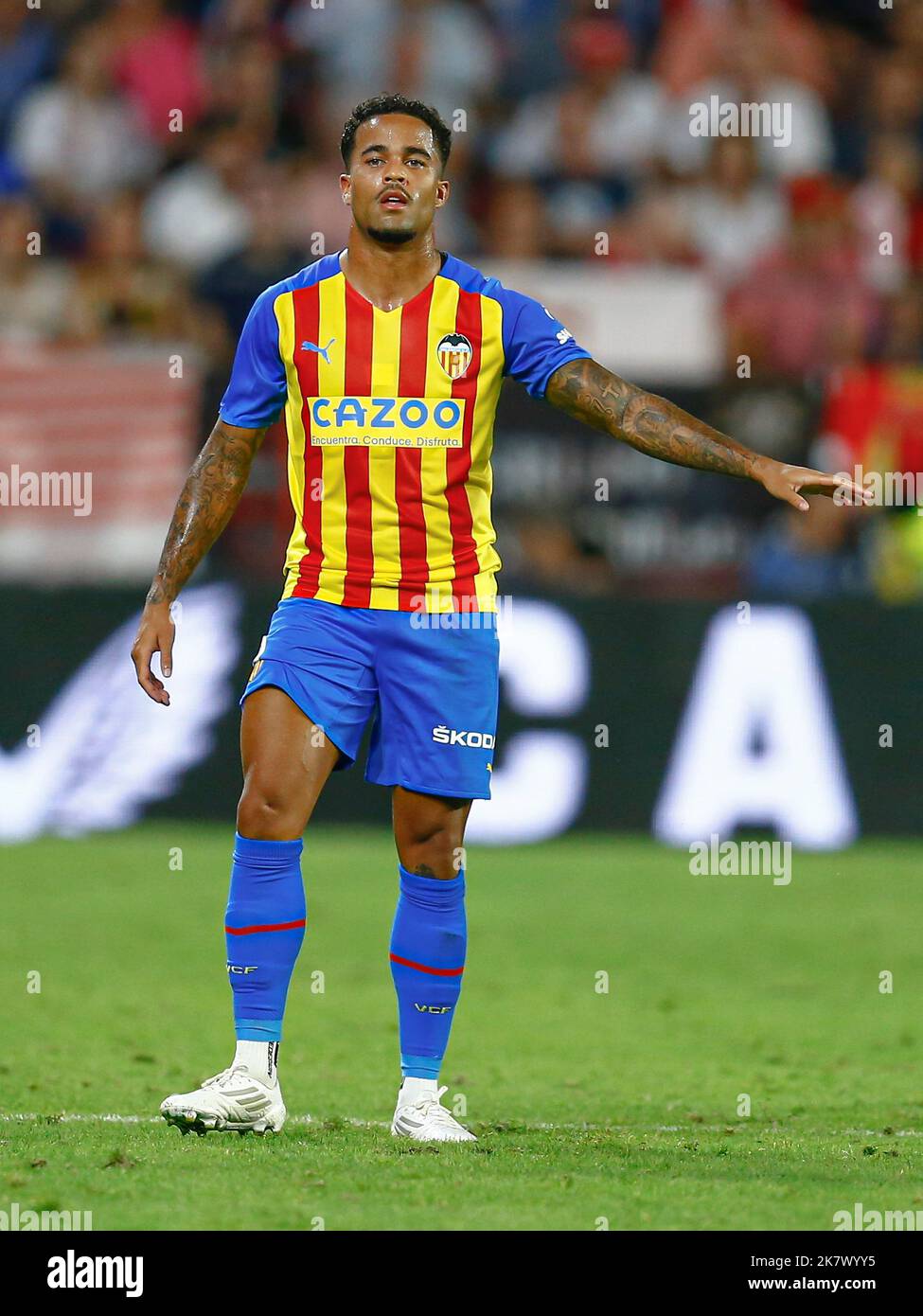 Justin Kluivert of Valencia during the La Liga match between Sevilla FC ...