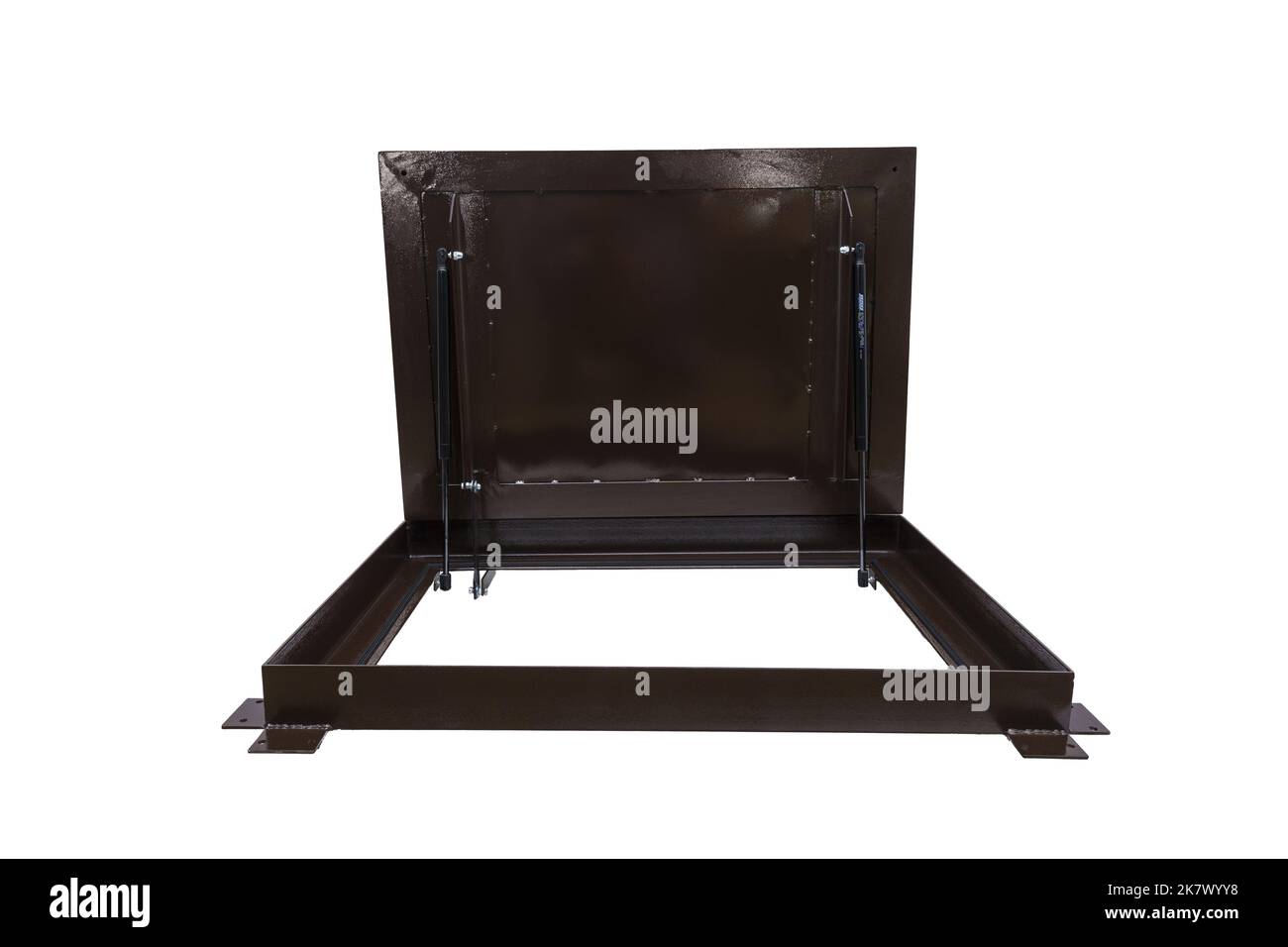 Metal hidden revision hatch for paving stones on a white background ...