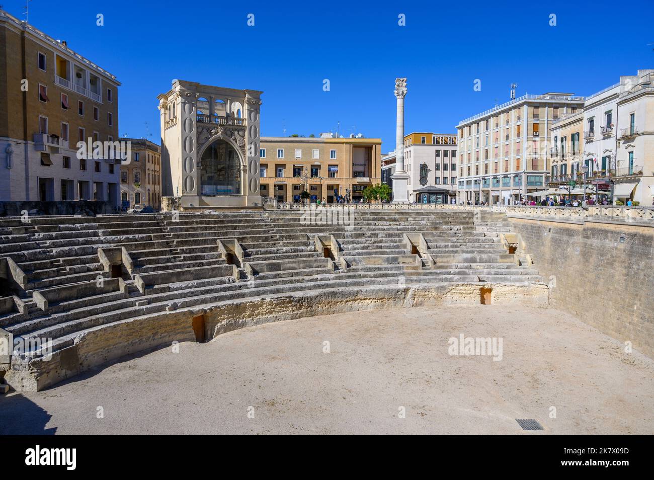 Partly excavated second century Roman Amphitheatre in the centre of ...