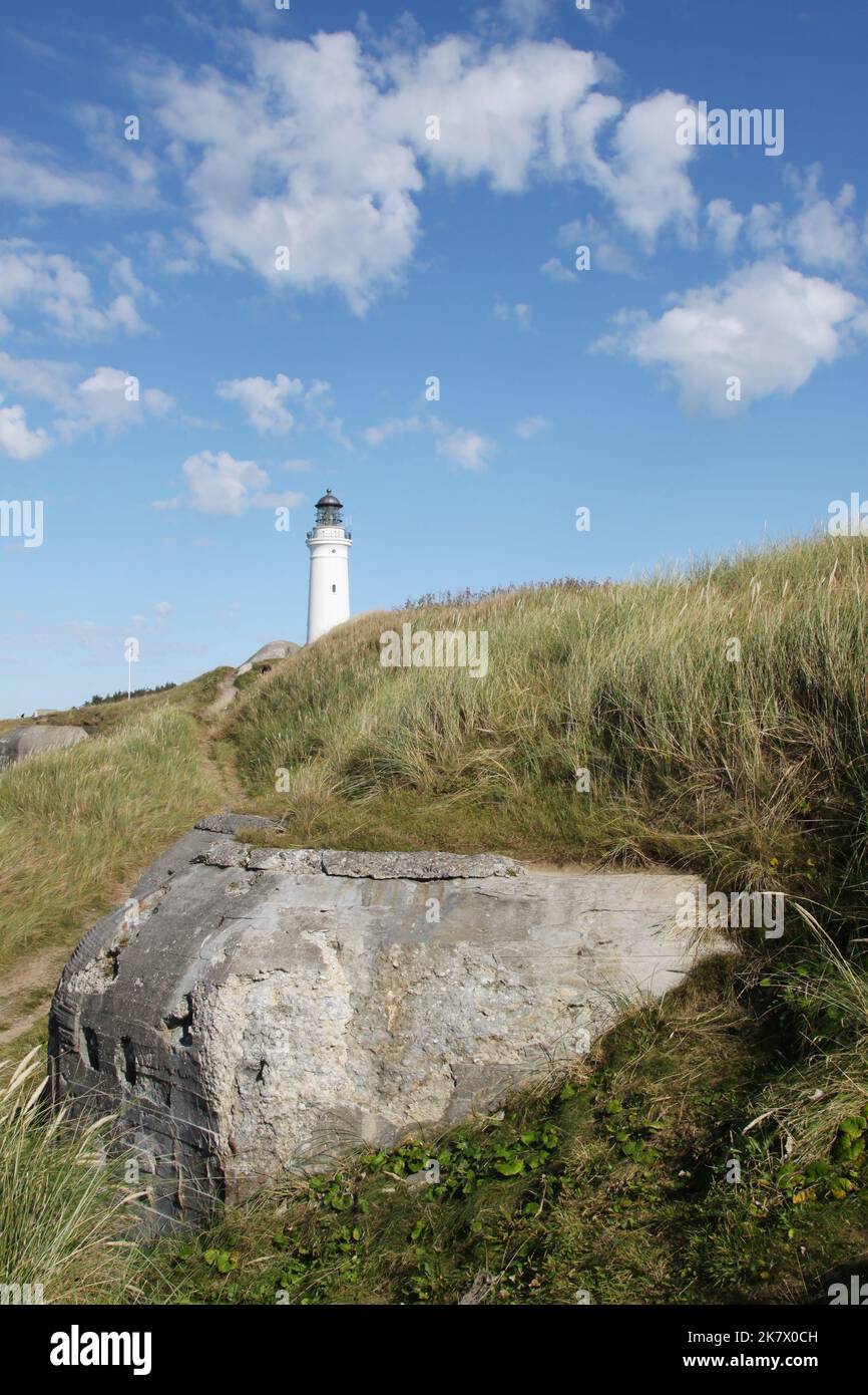 Hirtshals white lighthouse in Denmark Stock Photo - Alamy