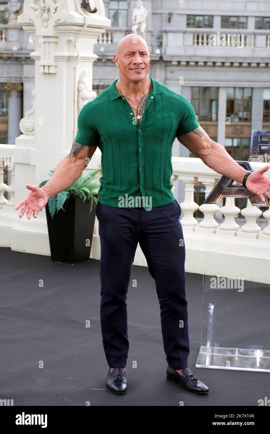 Madrid, Spain. 19th Oct, 2022. Actor Dwayne Johnson poses during the ...