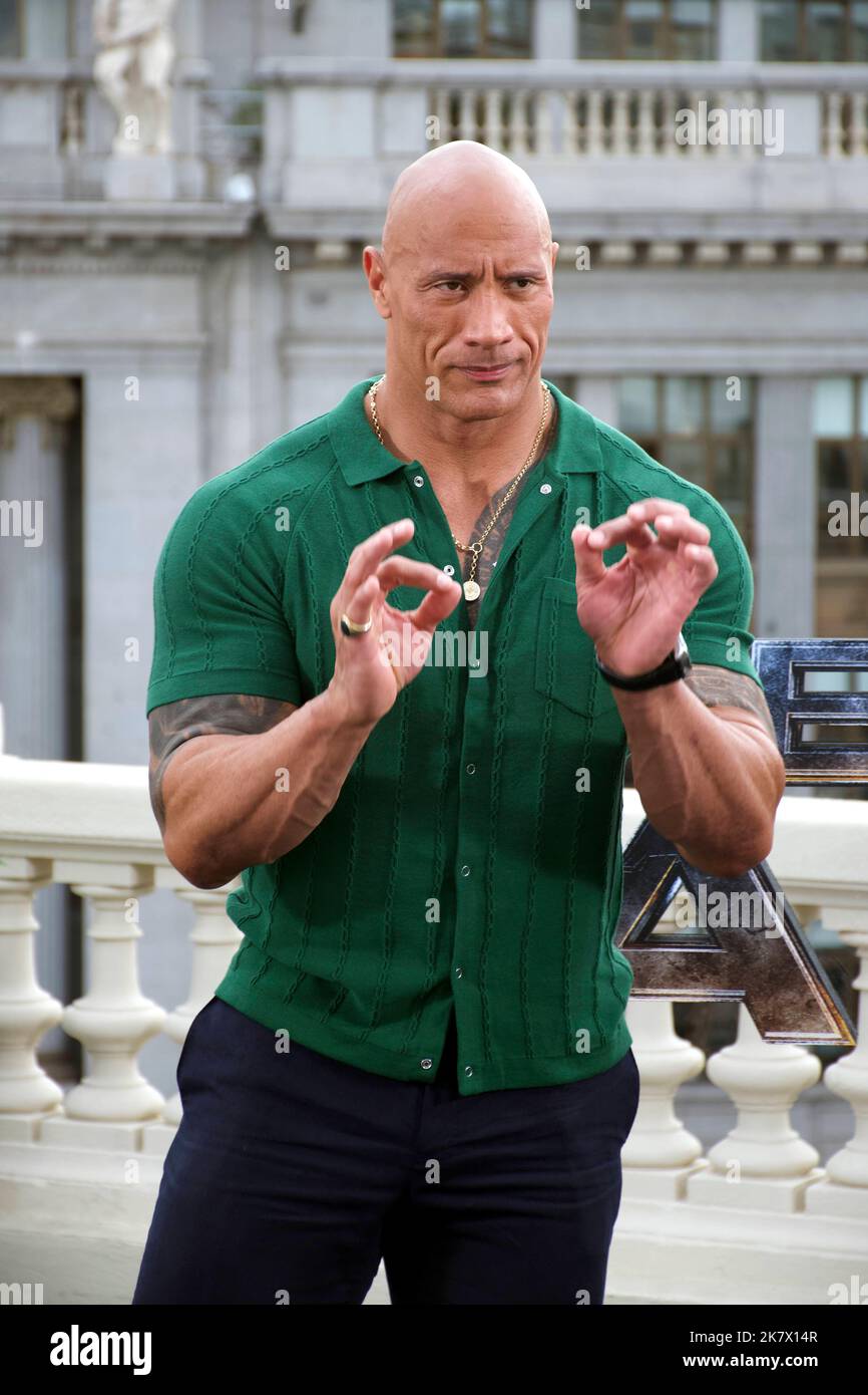 Madrid, Spain. 19th Oct, 2022. Actor Dwayne Johnson poses during the ...