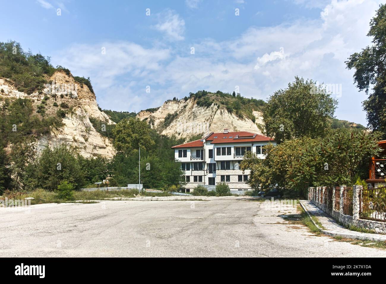 MELNIK, BULGARIA -AUGUST 31, 2022: Typical street and old houses in ...