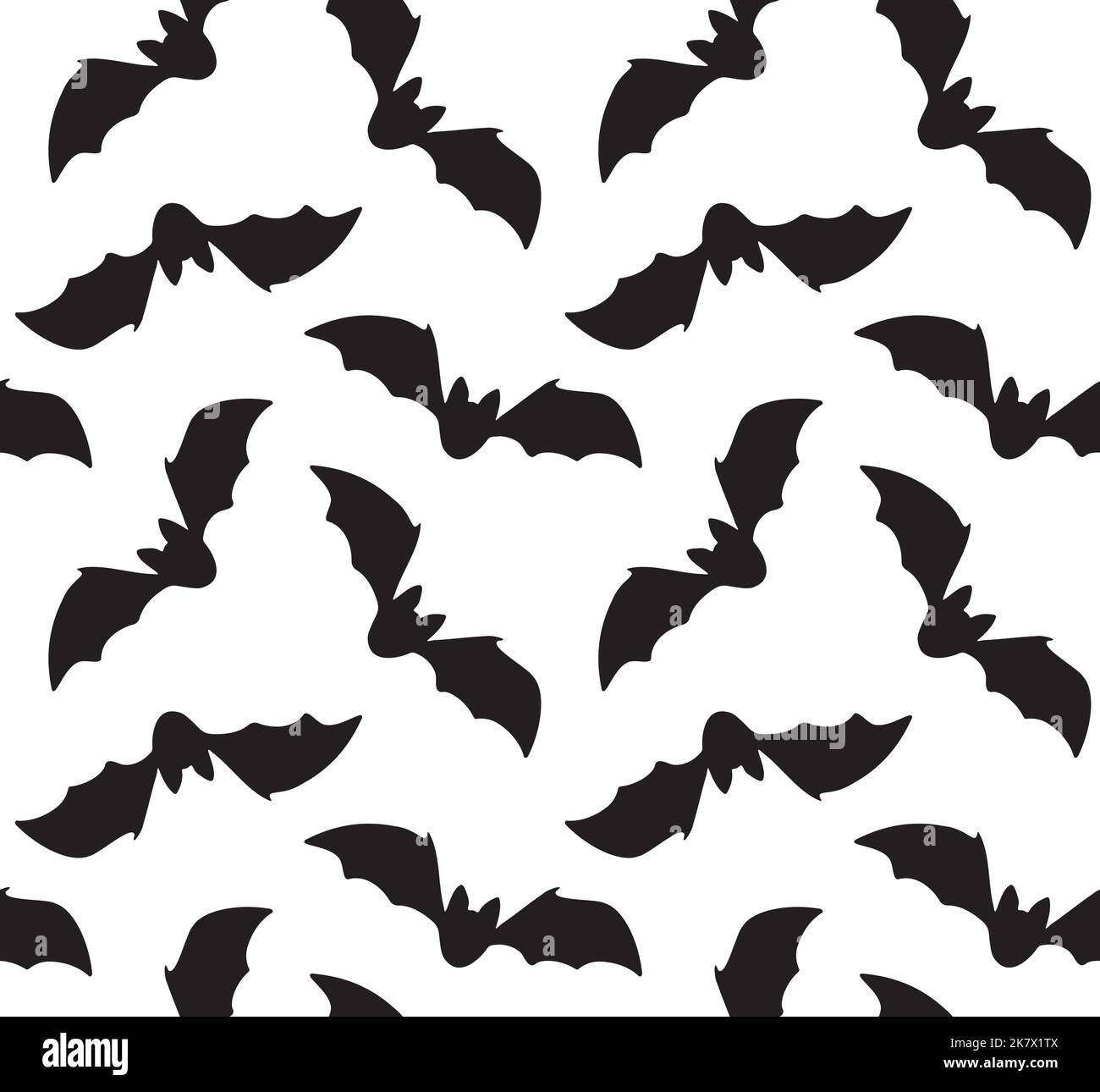 Vector seamless pattern of bat silhouette isolated on white background ...