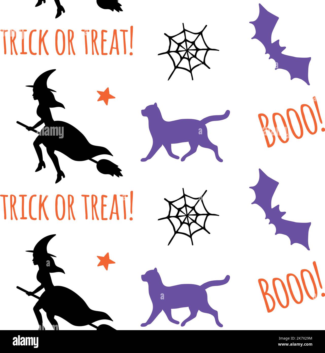 Vector seamless pattern of different Halloween doodles isolated on ...