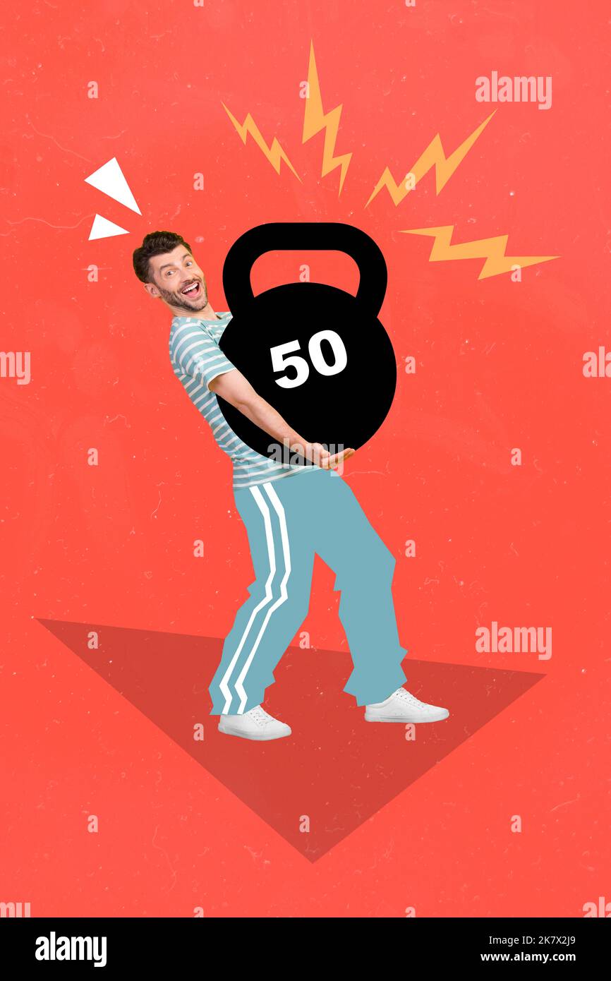 Photo artwork minimal picture of funny funky guy carrying big huge ...