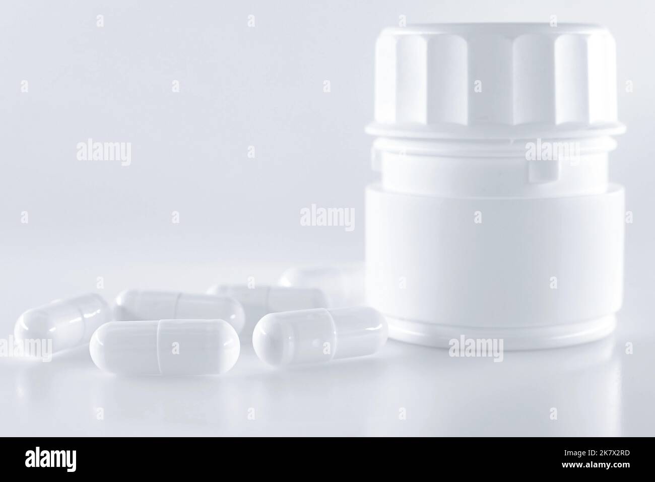Medical capsules with white color bottle. Medical preparations. Health ...