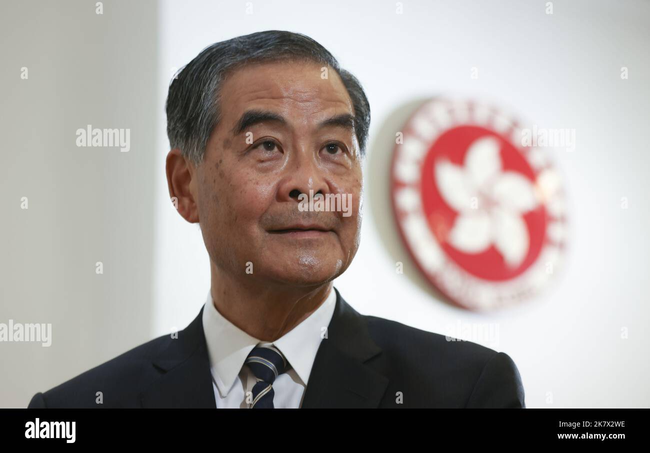 Former Hong Kong Chief Executive Leung Chun-ying is interviewed by the ...