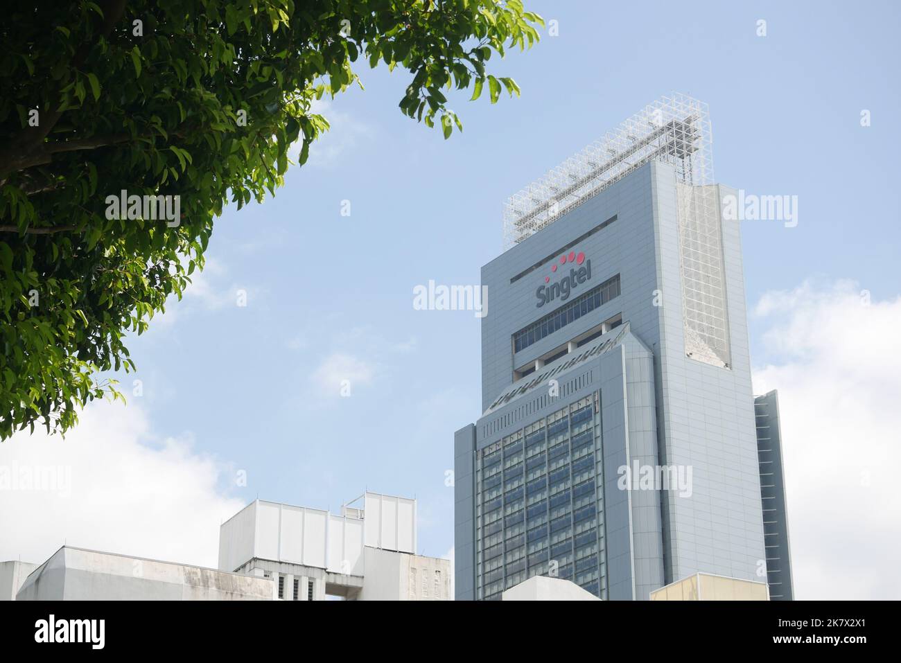 Singapore 2 June 2022 street view of SingTel company logo Stock Photo ...
