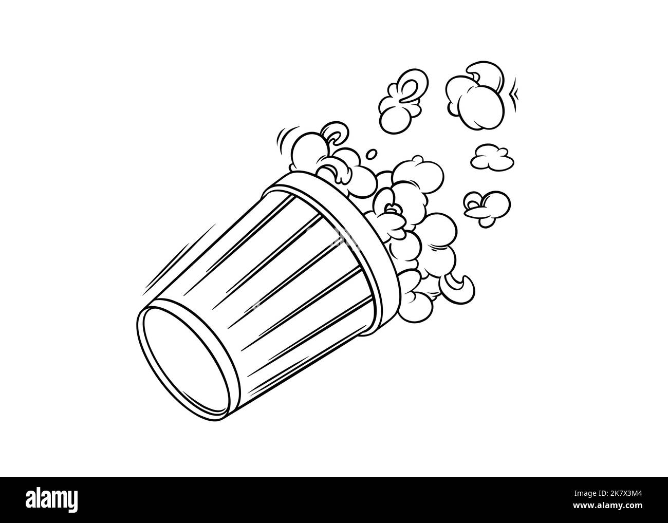 Popcorn Basket Sketch Cinema Pop Corn In Doodle Style Vector Illustration Isolated On White
