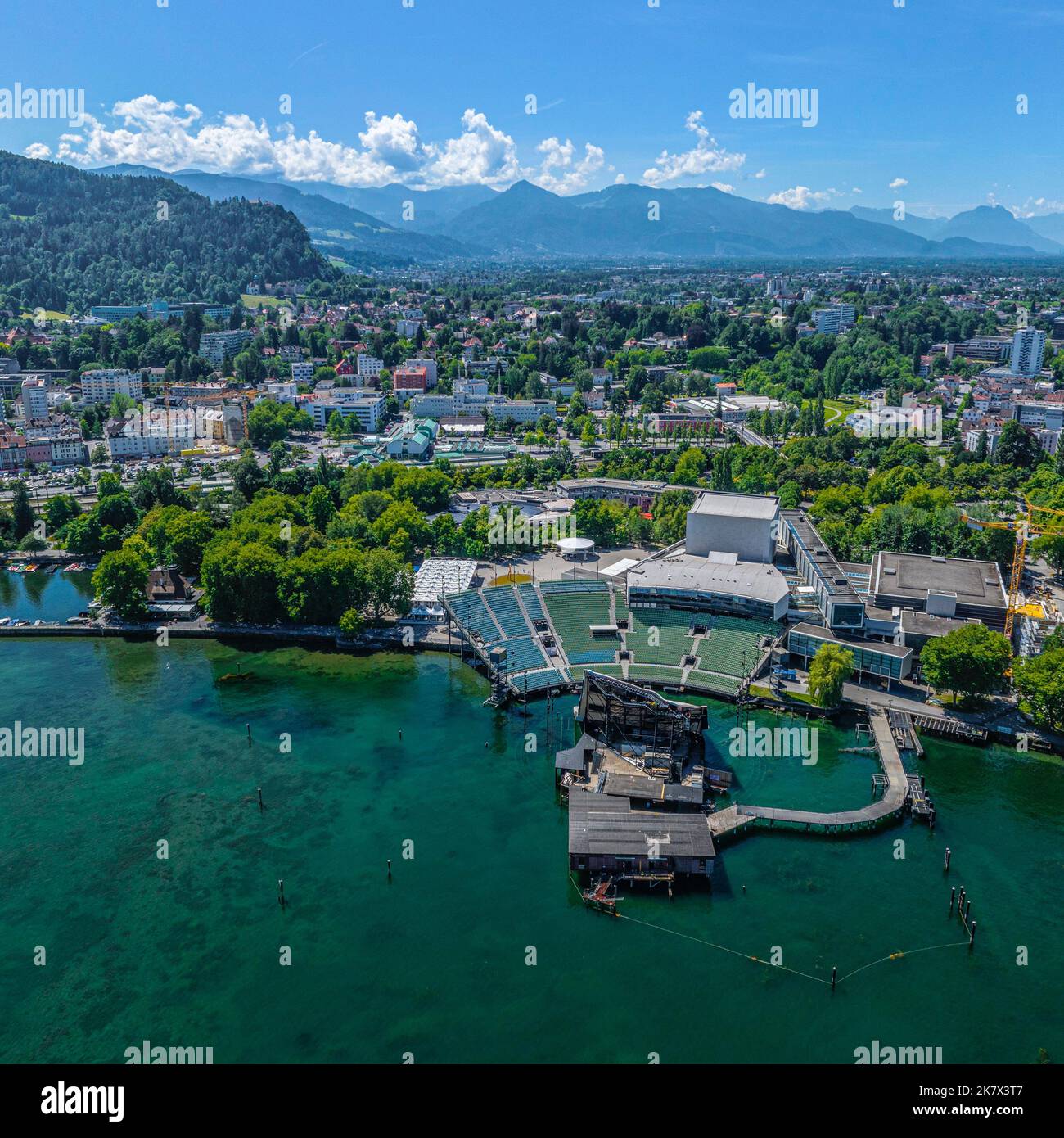 Beautiful view to the austrian district town of Bregenz on Lake ...