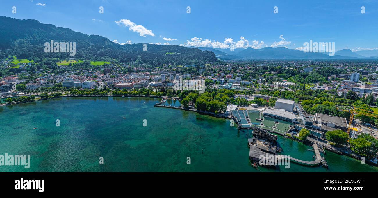 Beautiful view to the austrian district town of Bregenz on Lake ...