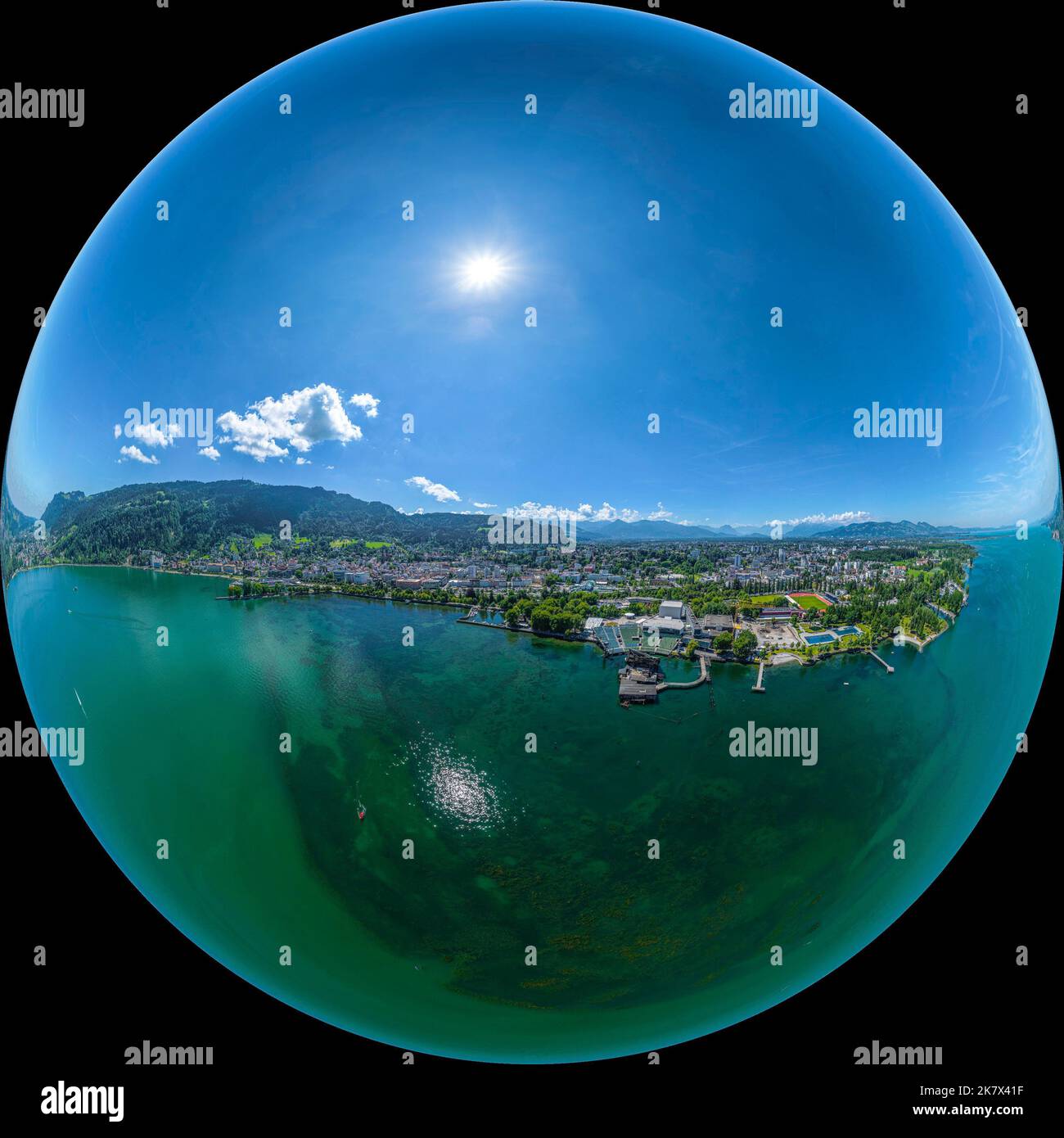 Beautiful view to the austrian district town of Bregenz on Lake ...