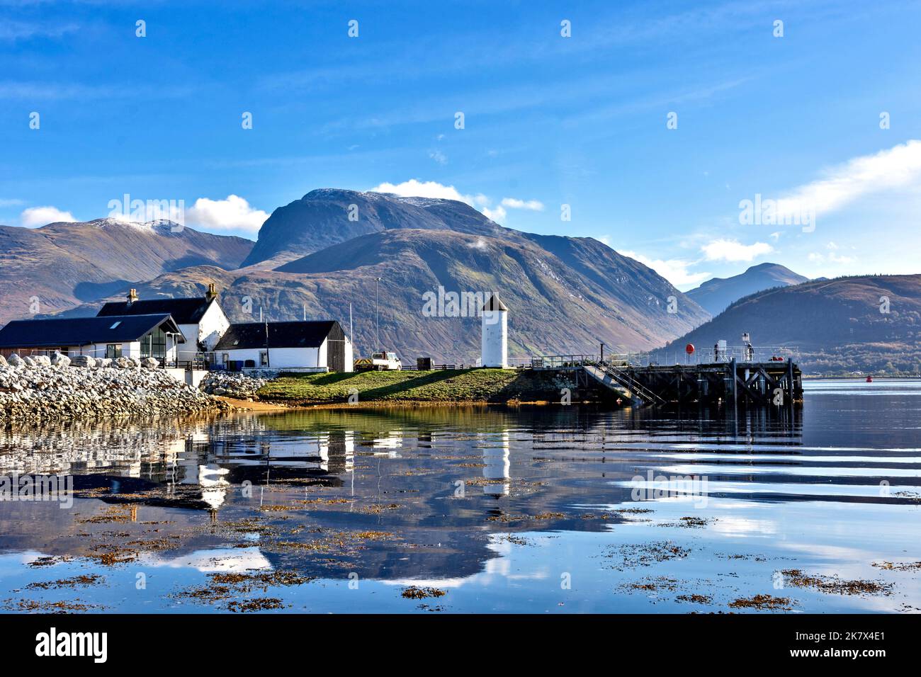 Corpach and Ben Nevis mountain the Caledonian Canal buildings and the ...