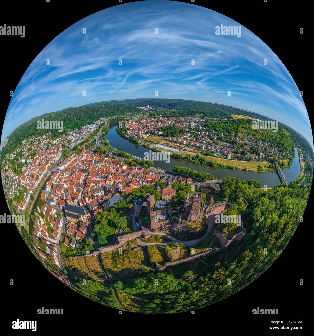 The romantic town of Wertheim on Main from above Stock Photo - Alamy