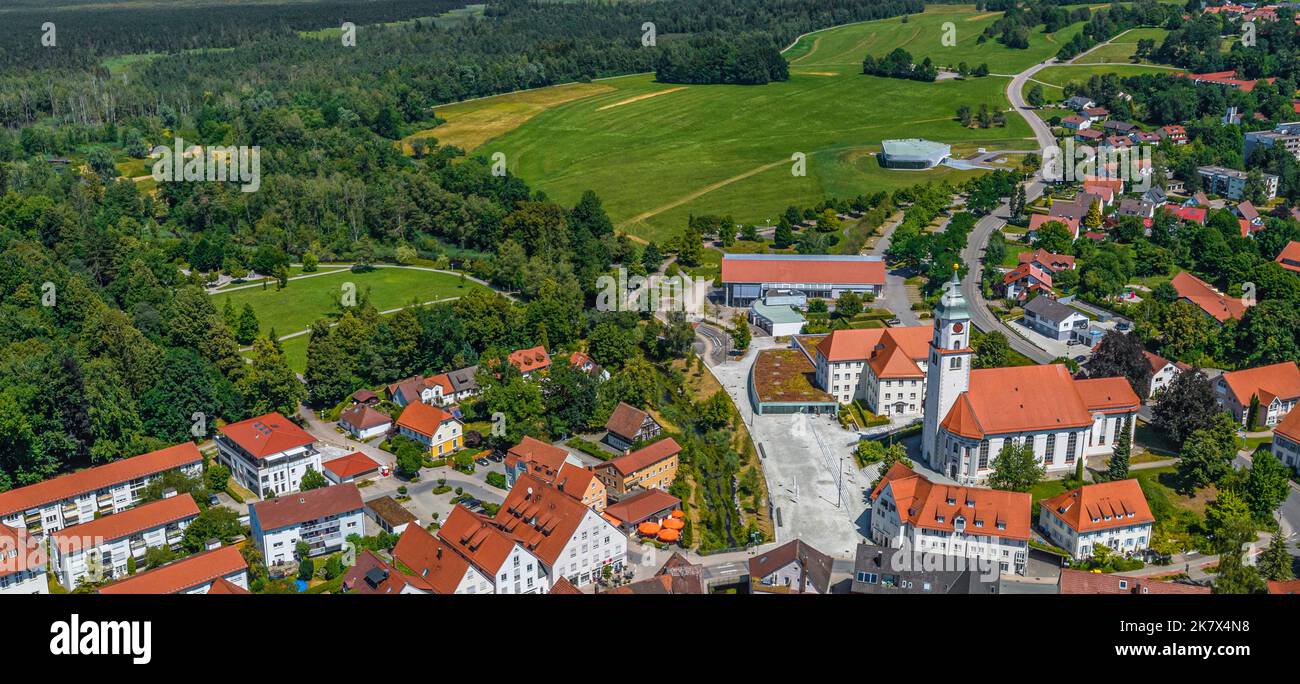 Aerial view to the little town of Bad Wurzach in Upper Swabia Stock ...