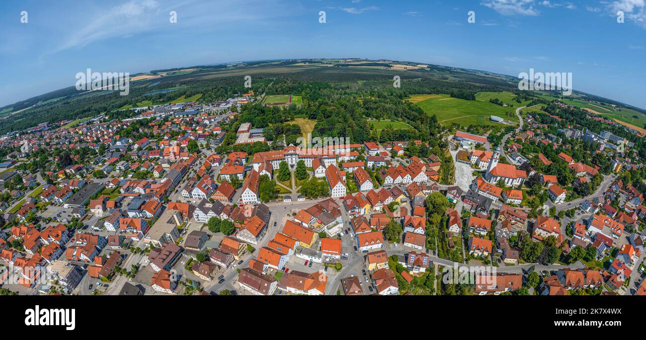 Aerial view to the little town of Bad Wurzach in Upper Swabia Stock ...