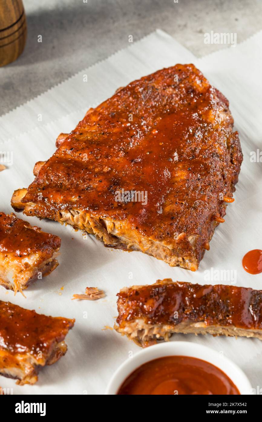 Homemade BBQ Cajun Style Ribs with Sauce Stock Photo - Alamy