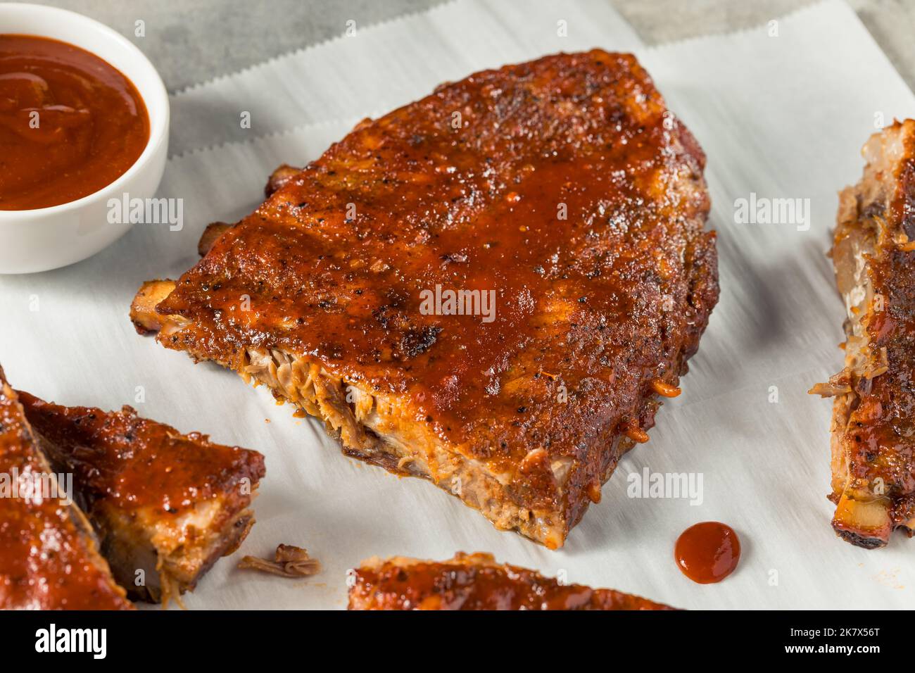 Homemade BBQ Cajun Style Ribs with Sauce Stock Photo - Alamy