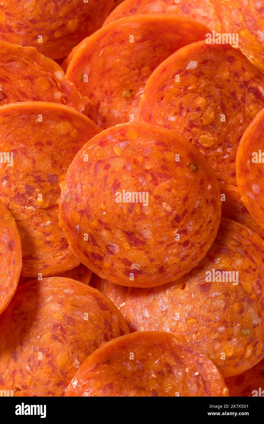 Organic Dry Beef Pepperoni Slices Ready to Eat Stock Photo - Alamy