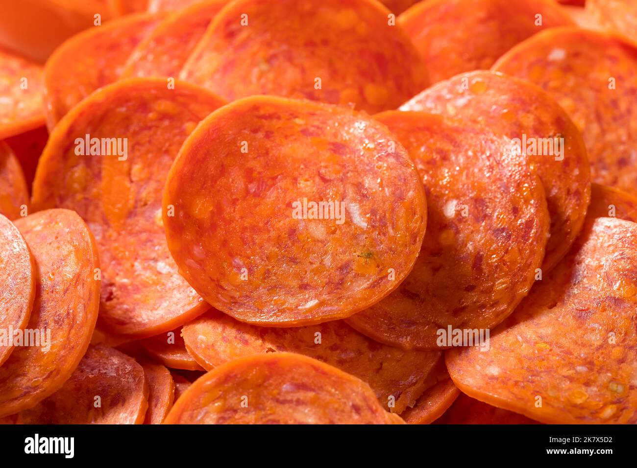 Organic Dry Beef Pepperoni Slices Ready to Eat Stock Photo - Alamy