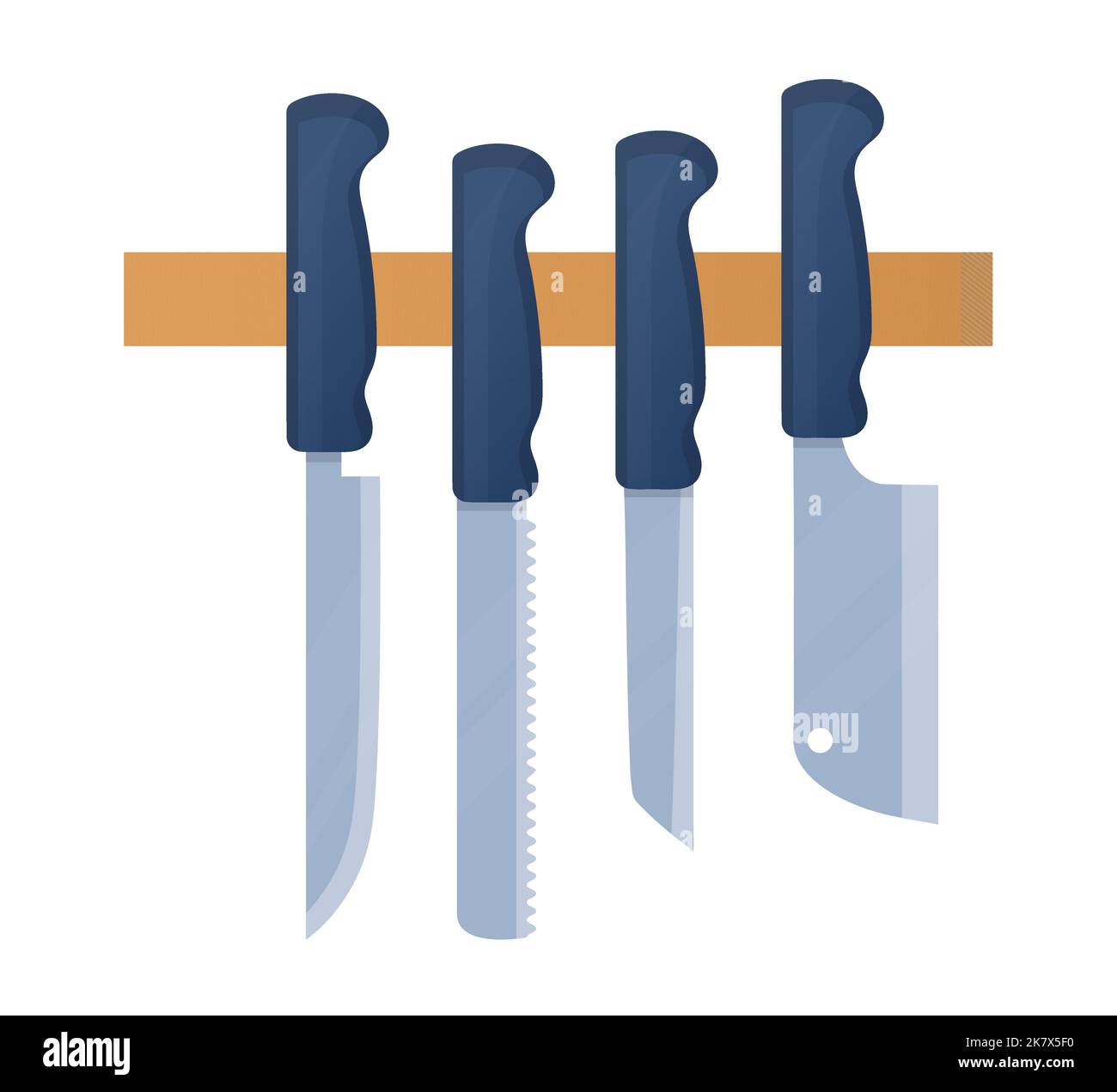 Set of kitchen knives - modern flat design style single isolated image ...