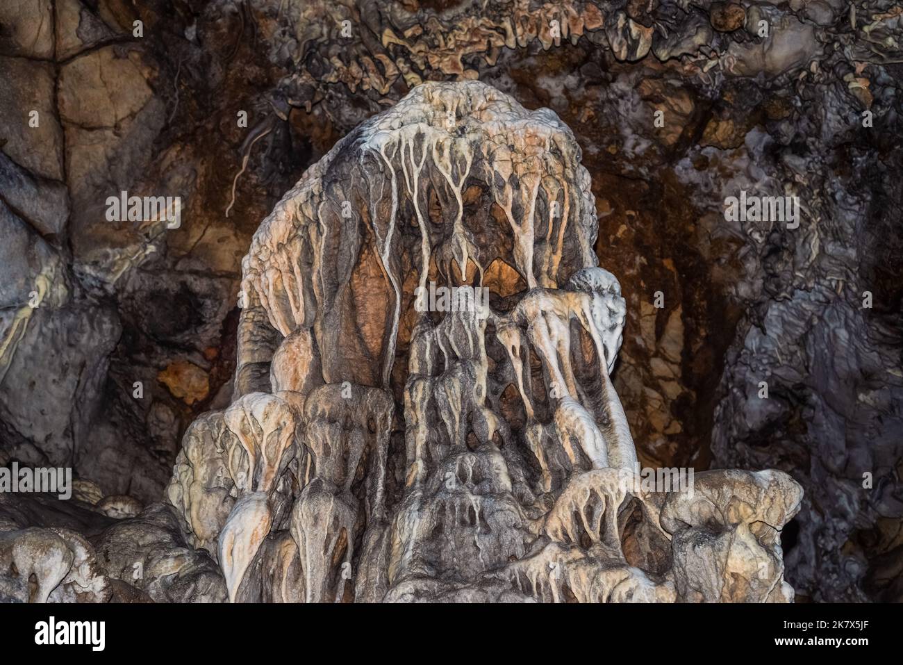 Rock formations in Inkaya cave. Guzelbahce, Izmir, Turkey Stock Photo ...