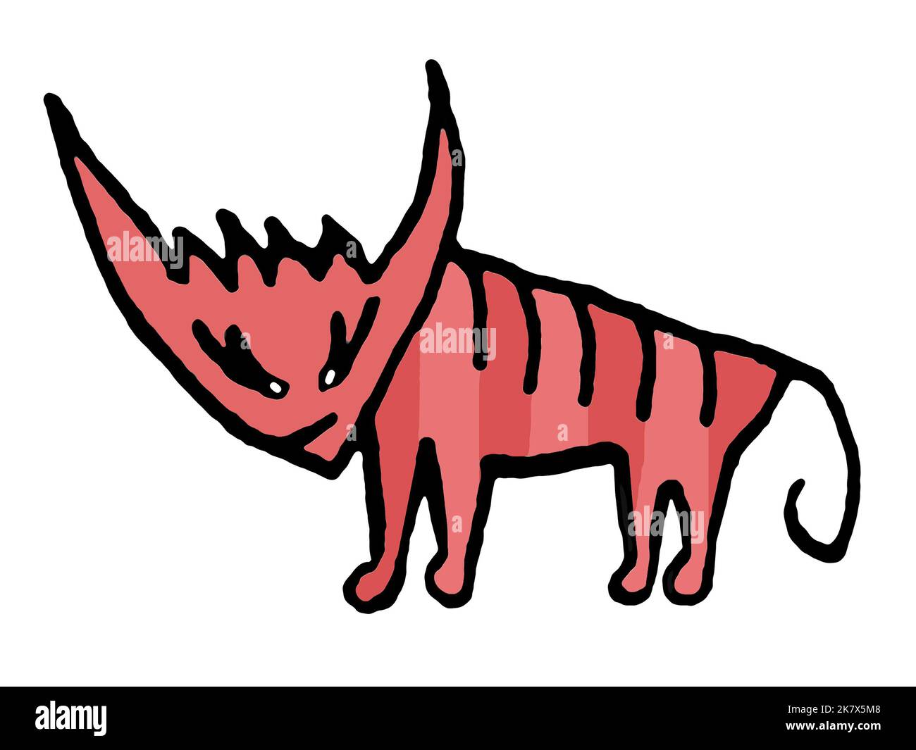 Side view long shot evil striped cat sketchy style drawing Stock Photo ...