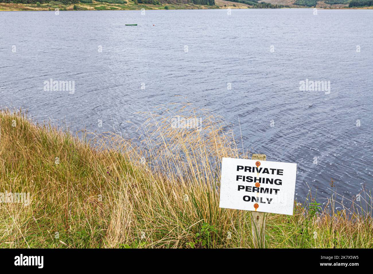 Private Fishing Permit Only sign at Lussa Loch on the Kintyre Peninsula ...