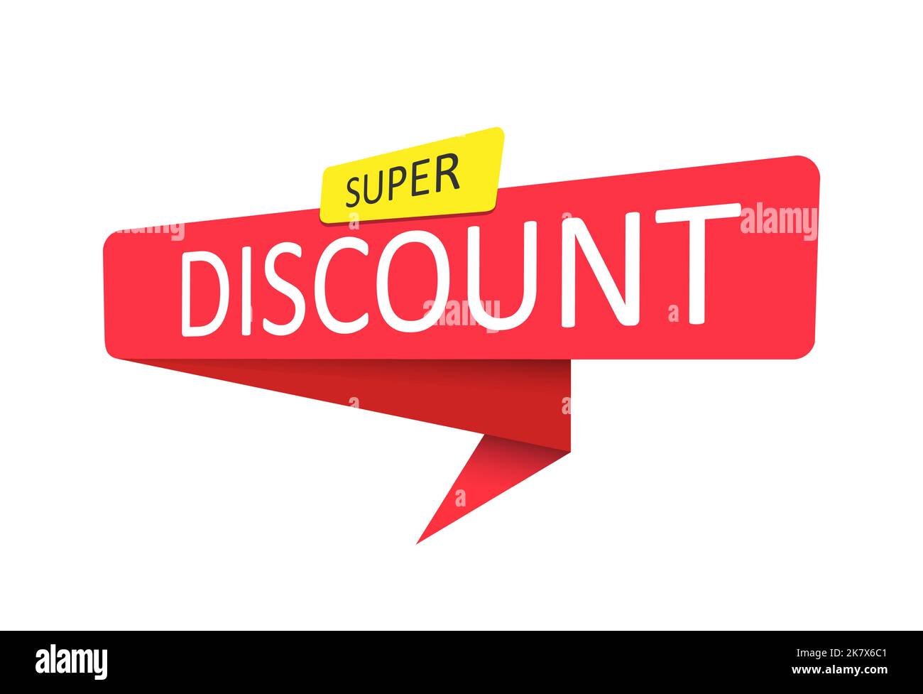 SUPER DISCOUNT. A red banner, pointer, sticker, label or speech bubble ...