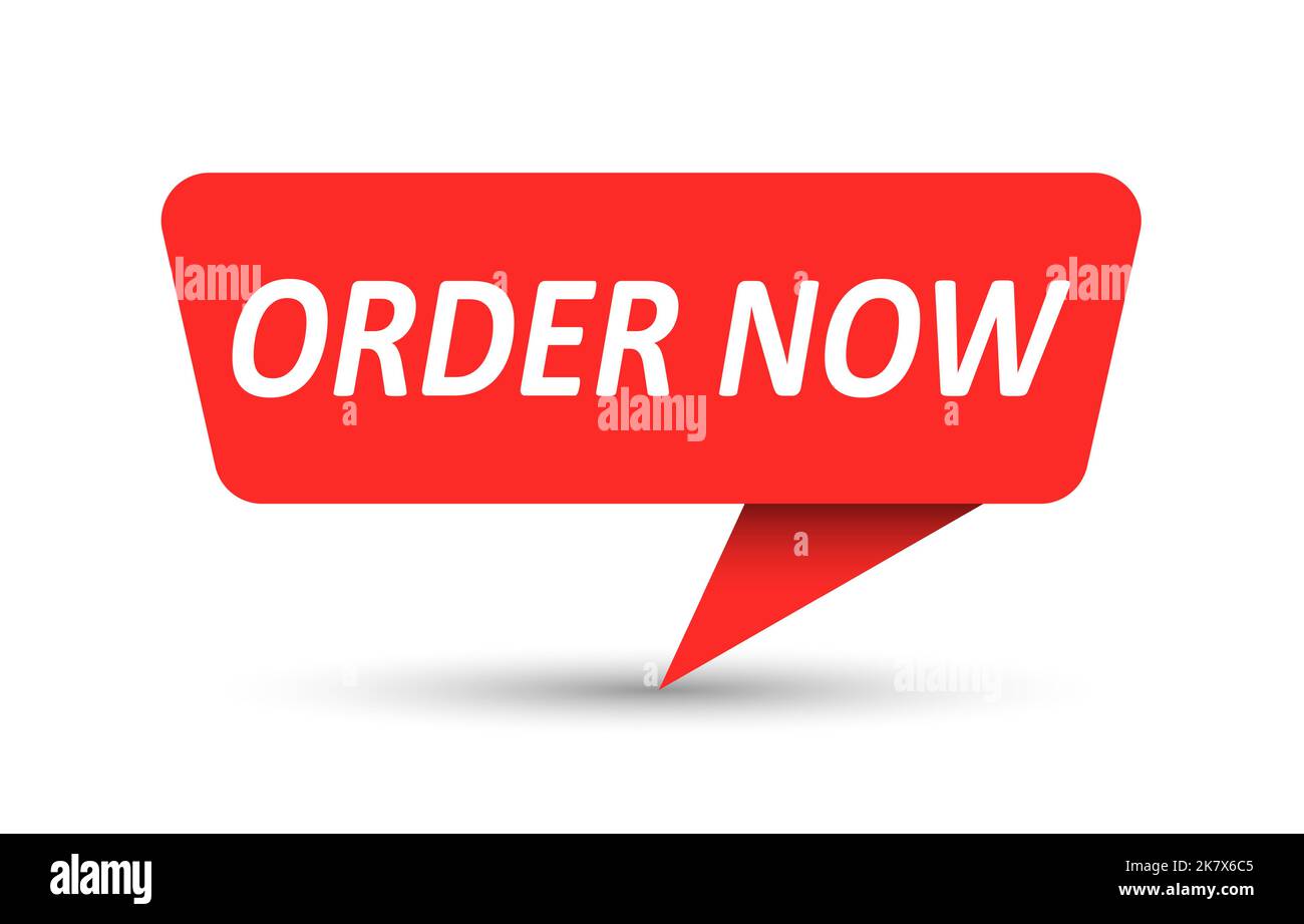 Order Now. Vector banner, pointer, sticker, label or speech bubble ...