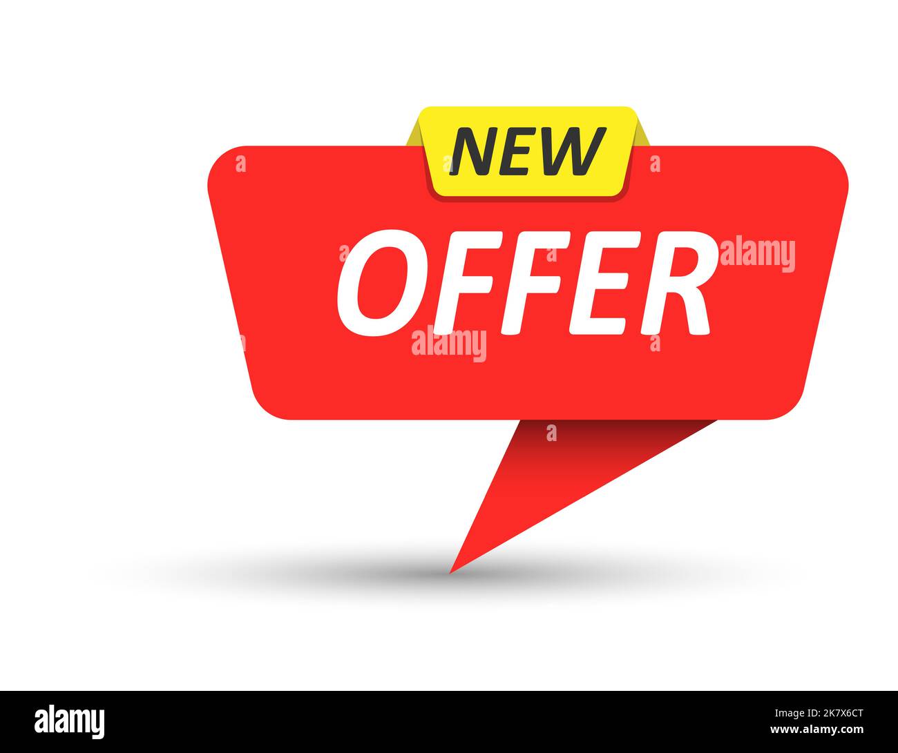 NEW OFFER. Vector banner, pointer, sticker, label or speech bubble ...