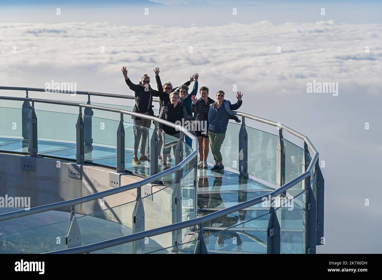 Tourists during a visit to Skywalk Biokovo in Makarska, Croatia on October 19, 2022. Skywalk ...