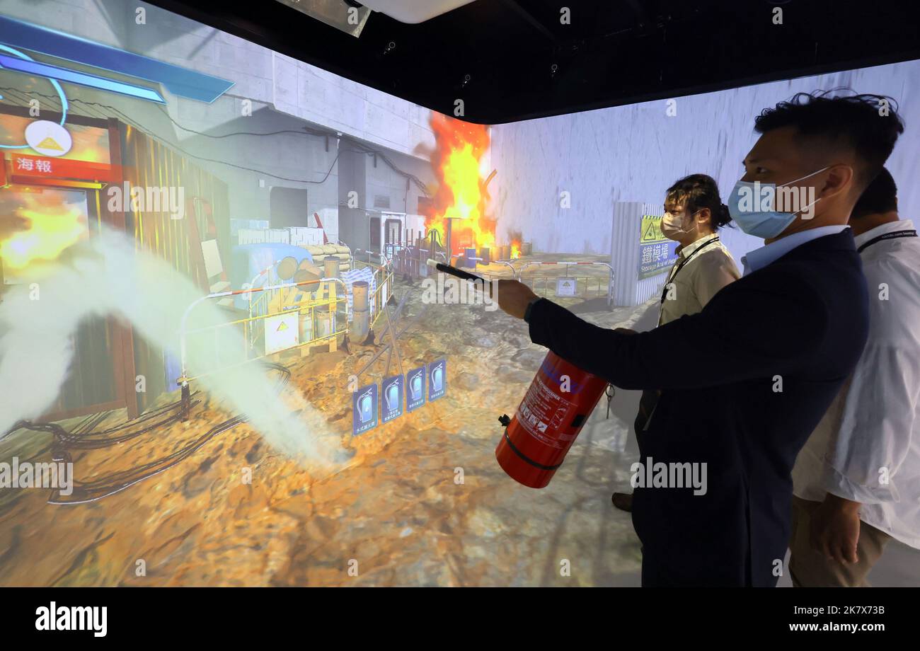 Firefighting and safety training take place in the simulation system ...