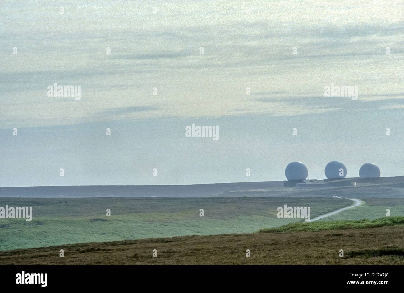 1982 archive image of the iconic golfballs at RAF Fylingdales on the ...