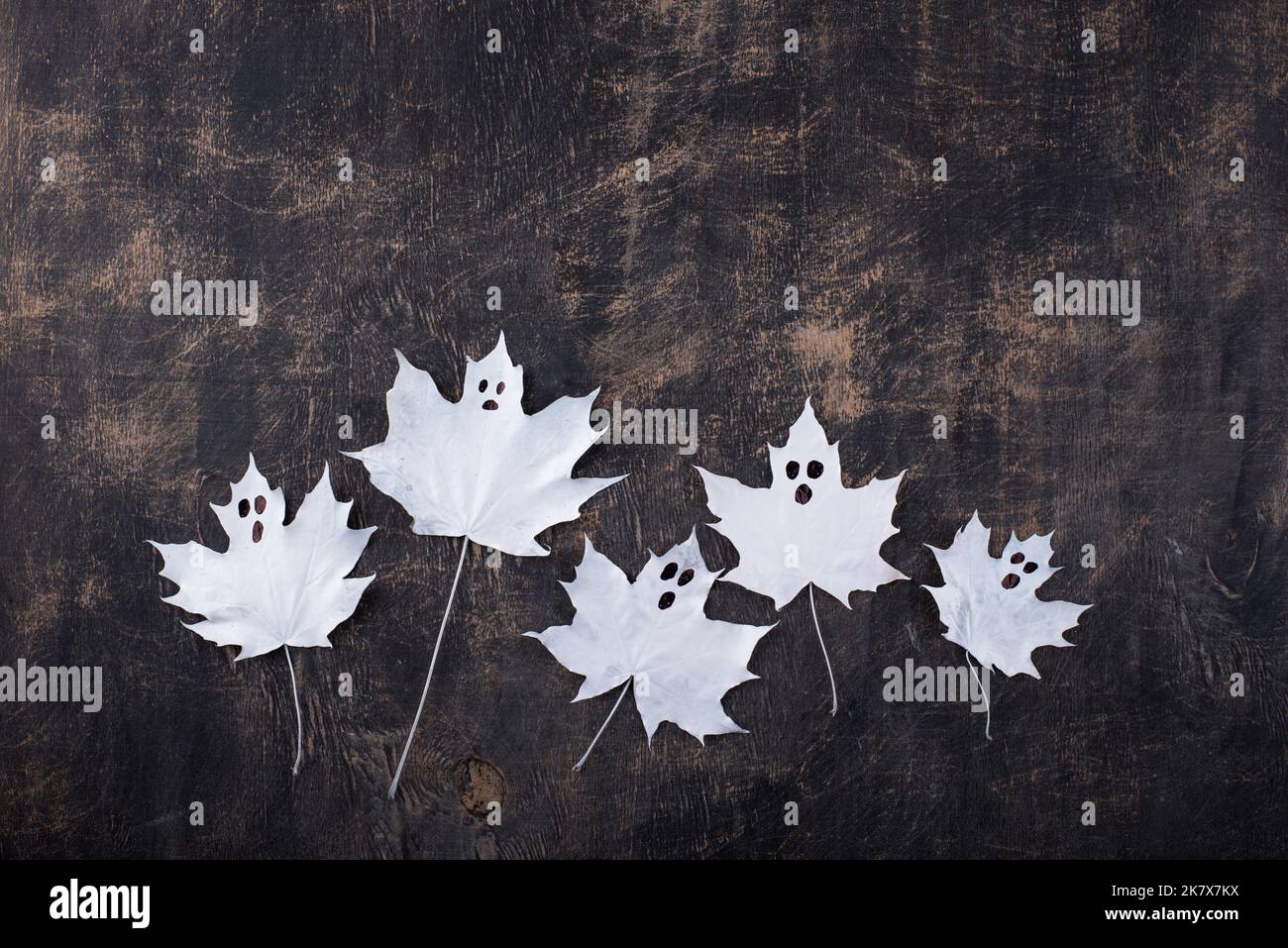 Halloween ghost from autumn leaves Stock Photo - Alamy