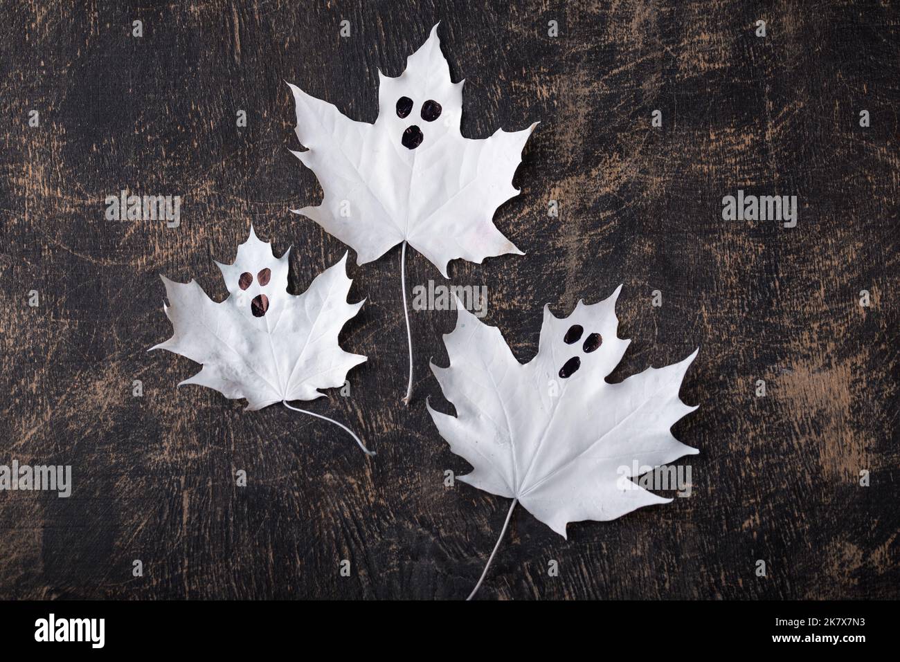 Halloween ghost from autumn leaves Stock Photo - Alamy