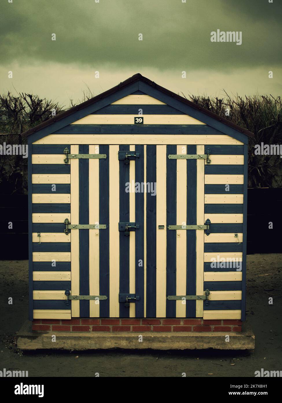 A delightful blue and white striped beach hut in west Wittering, West ...