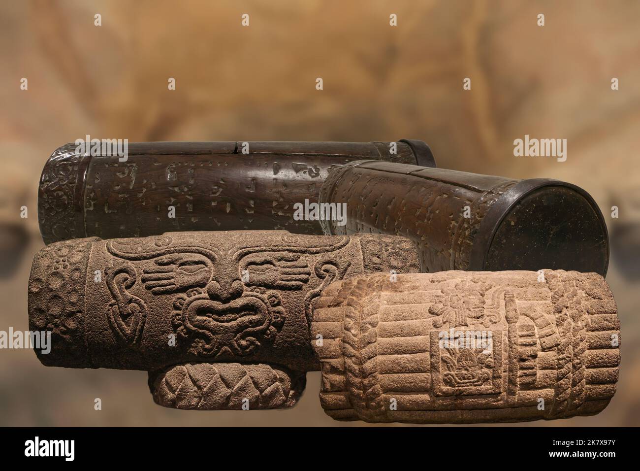 Aztec musical instruments - Some stone and wooden drums of the Aztec ...