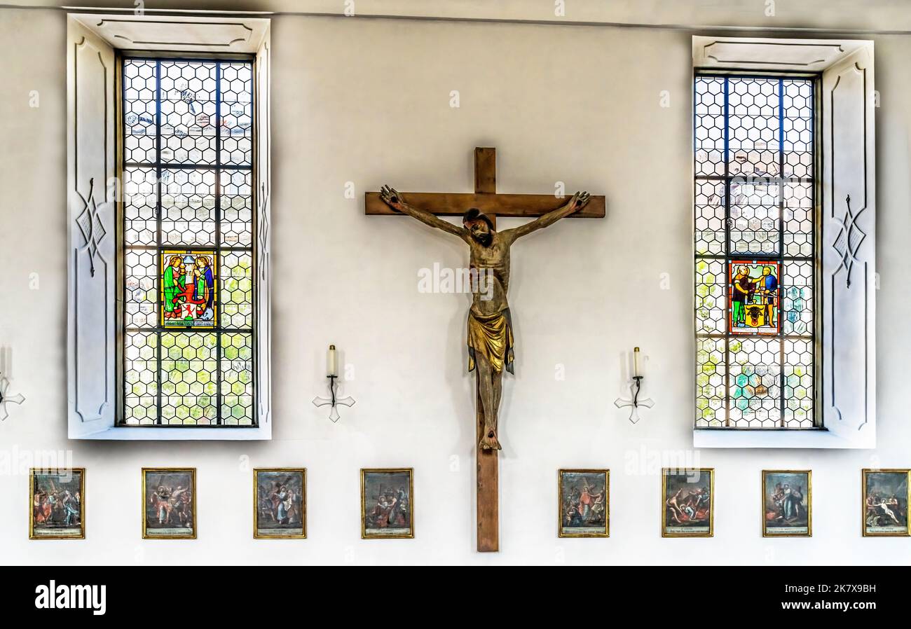 Colorful Crucifix Stained Glass Peter's Church Basilica Altar Lucerne ...