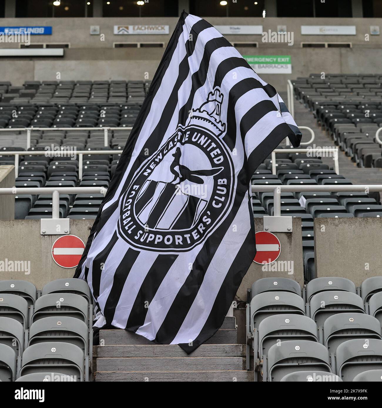 A Newcastle supporter flag during the Premier League match Newcastle ...