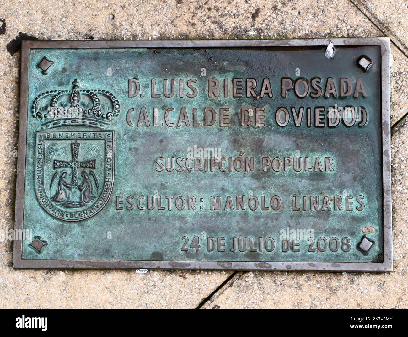 Information floor plaque Life size bronze sculpture of Luis Riera ...