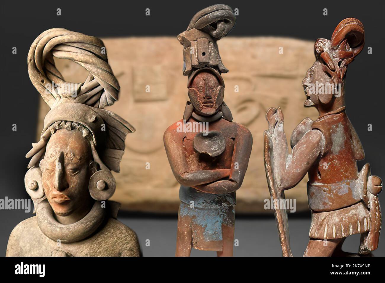 Statiue of Mayan Warriors in War Uniform Stock Photo - Alamy