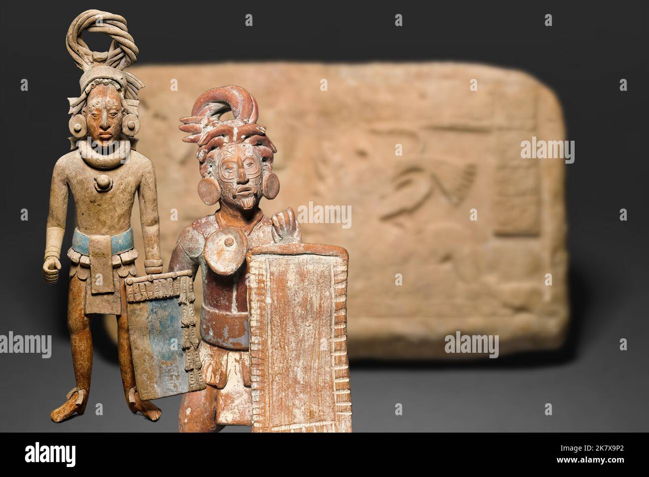 Statiue of Mayan Warriors in War Uniform Stock Photo - Alamy