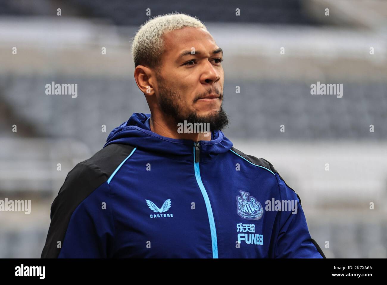 Joelinton #7 of Newcastle United arrives at St James’s Park ahead the ...