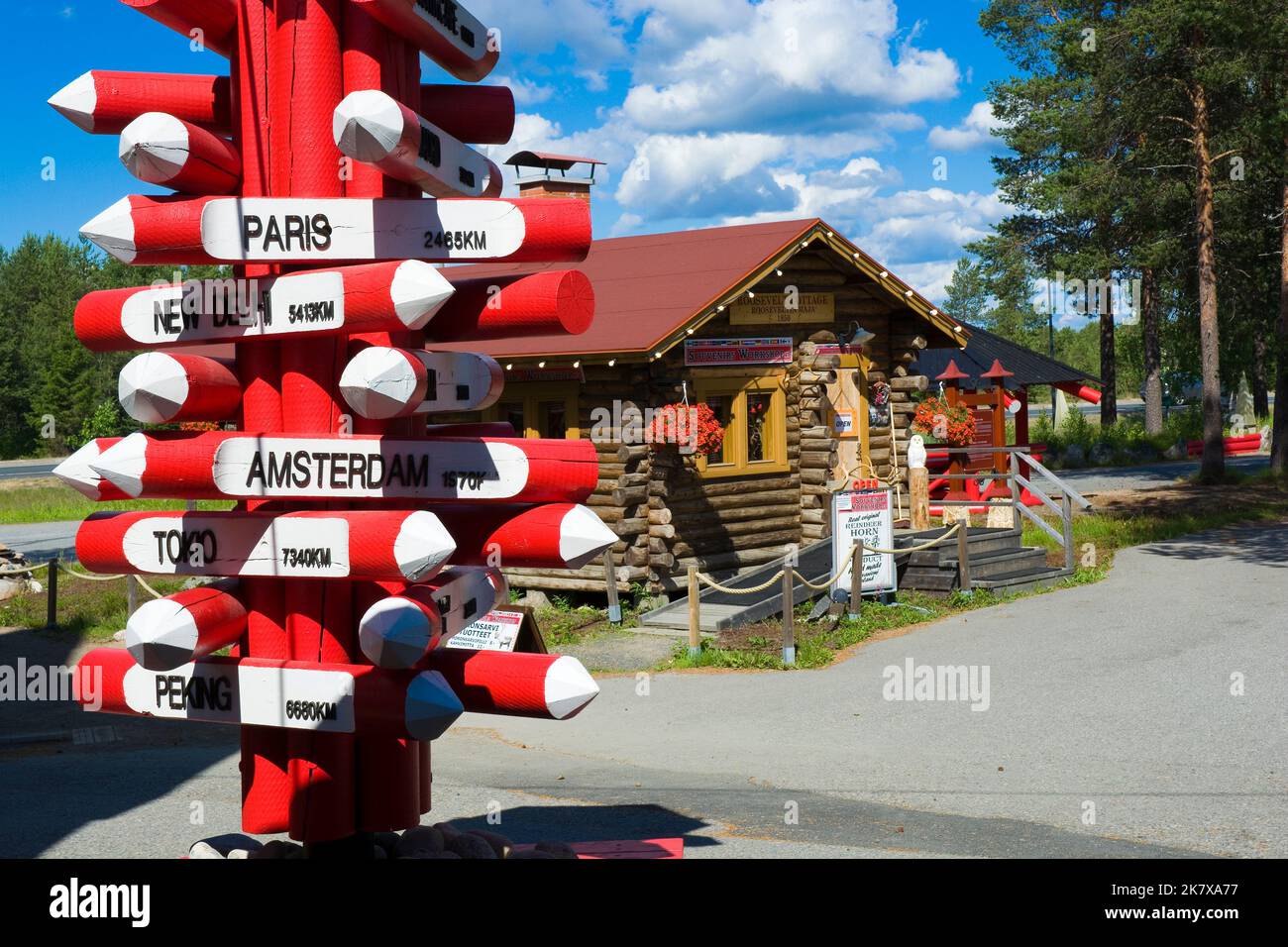Direction and distance sign in Santa Claus Village in Rovaniemi ...