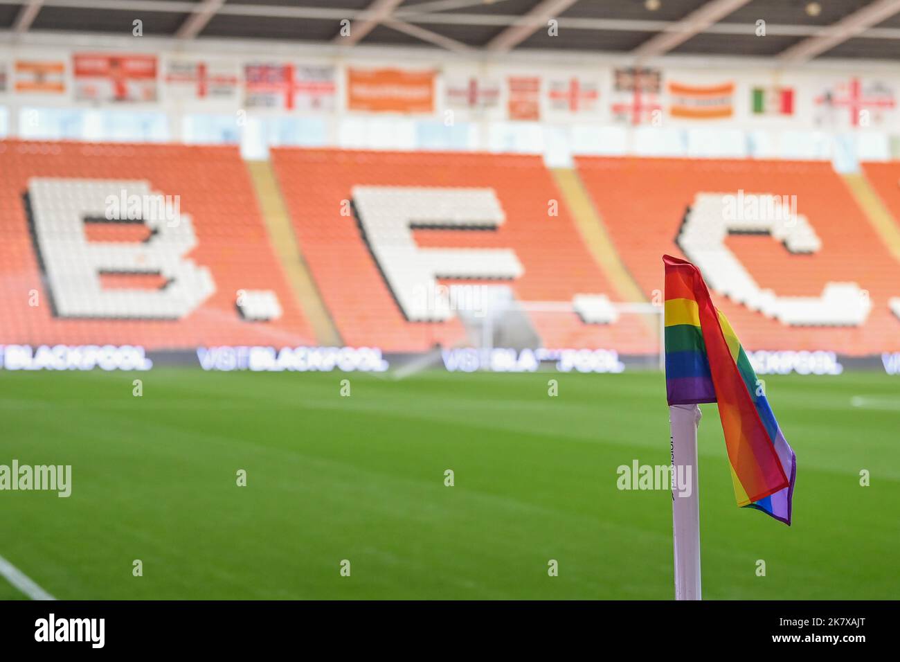 Rainbow corner flag in place ahead of the Sky Bet Championship match ...