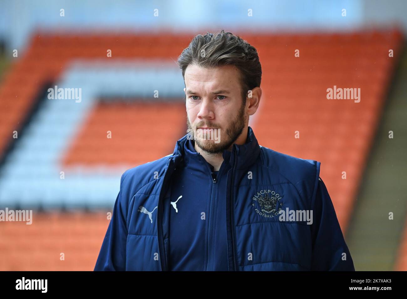 Chris Maxwell #1 of Blackpool arrives ahead of the Sky Bet Championship ...