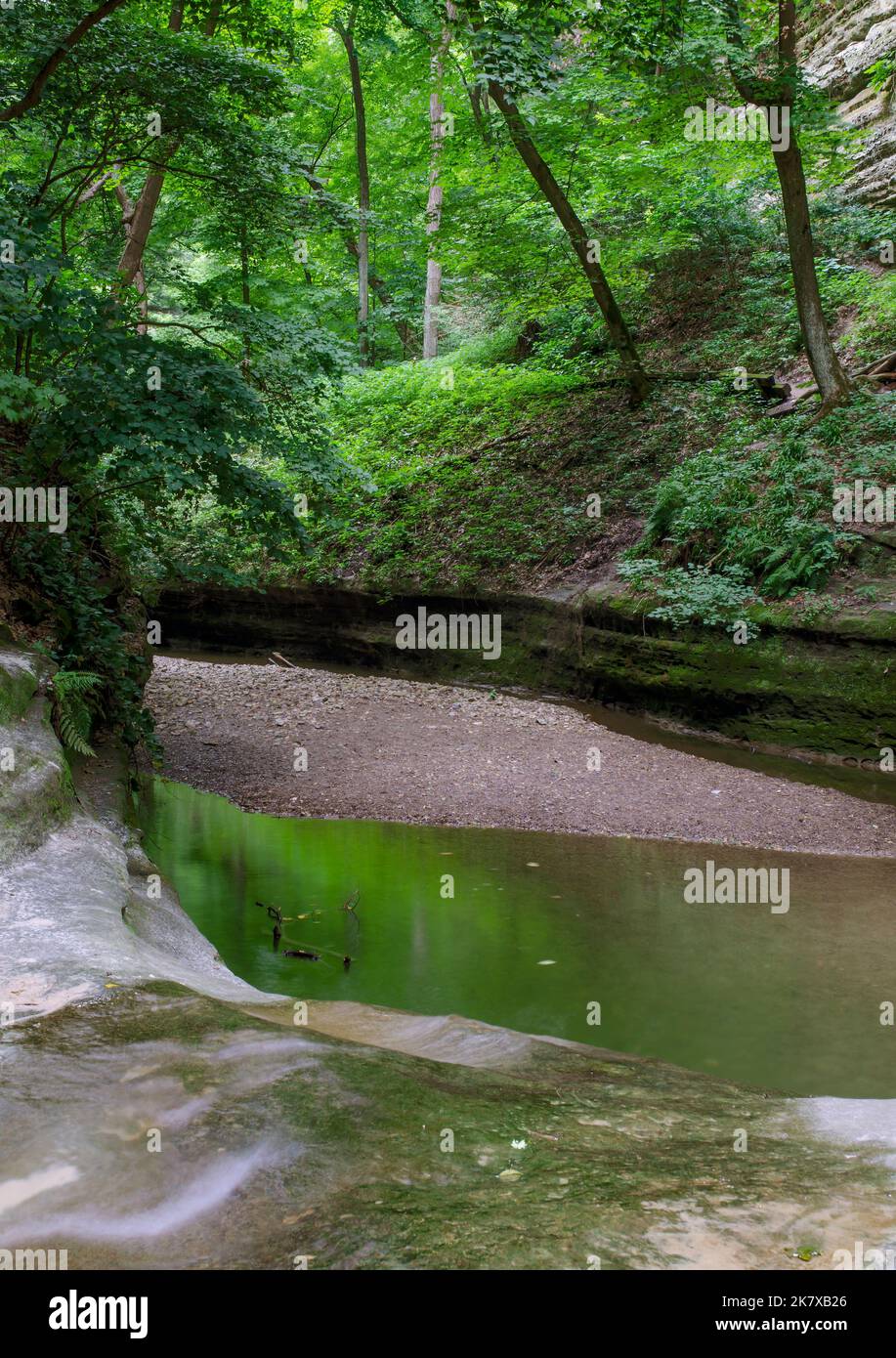 The plunge pool below LaSalle Falls turns green with reflections of ...